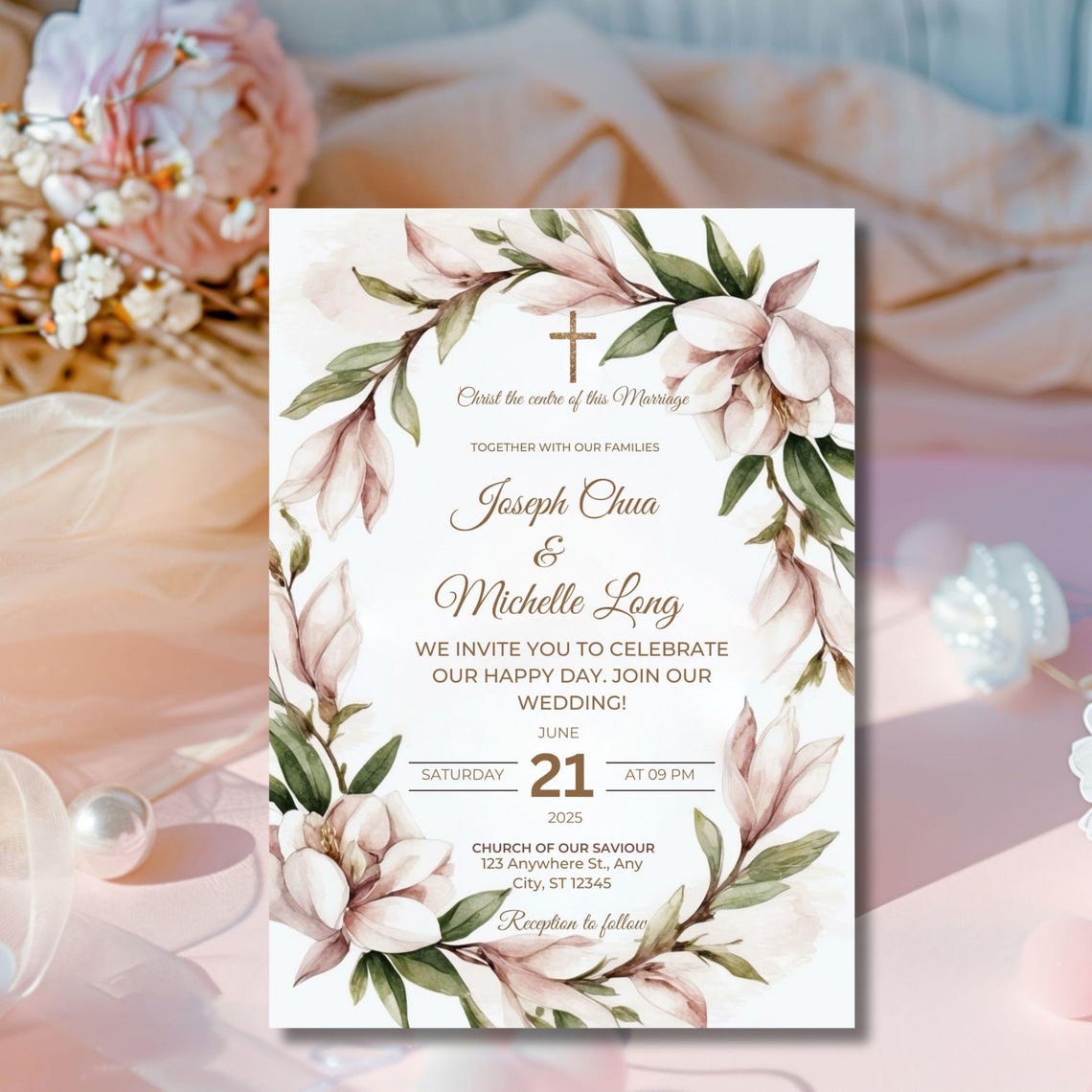 Christian Wedding Invitation Template,catholic Wedding,bible Verse Wedding Invitation,church ...