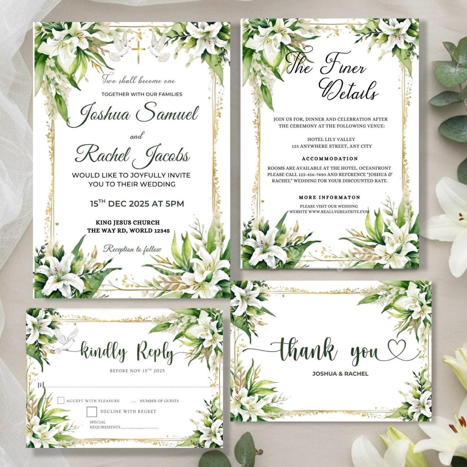 Christian Wedding Invitation Template: Floral Bible Verse (editable) - Etsy