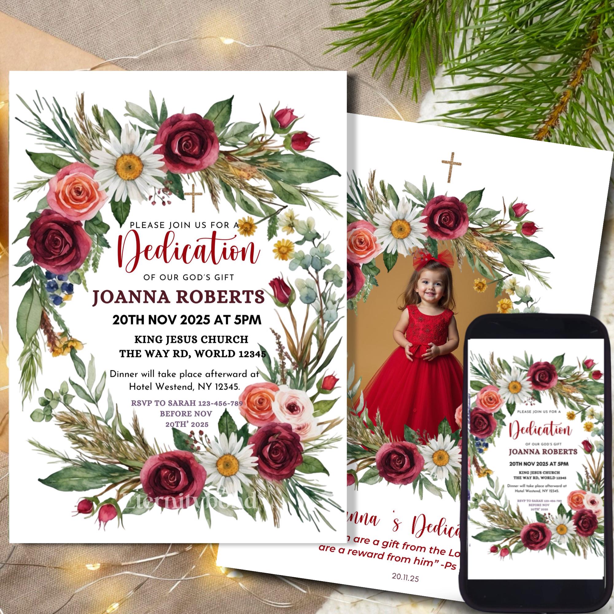 Christian Baby Dedication Invitation | Printable Dedication Invite for ...