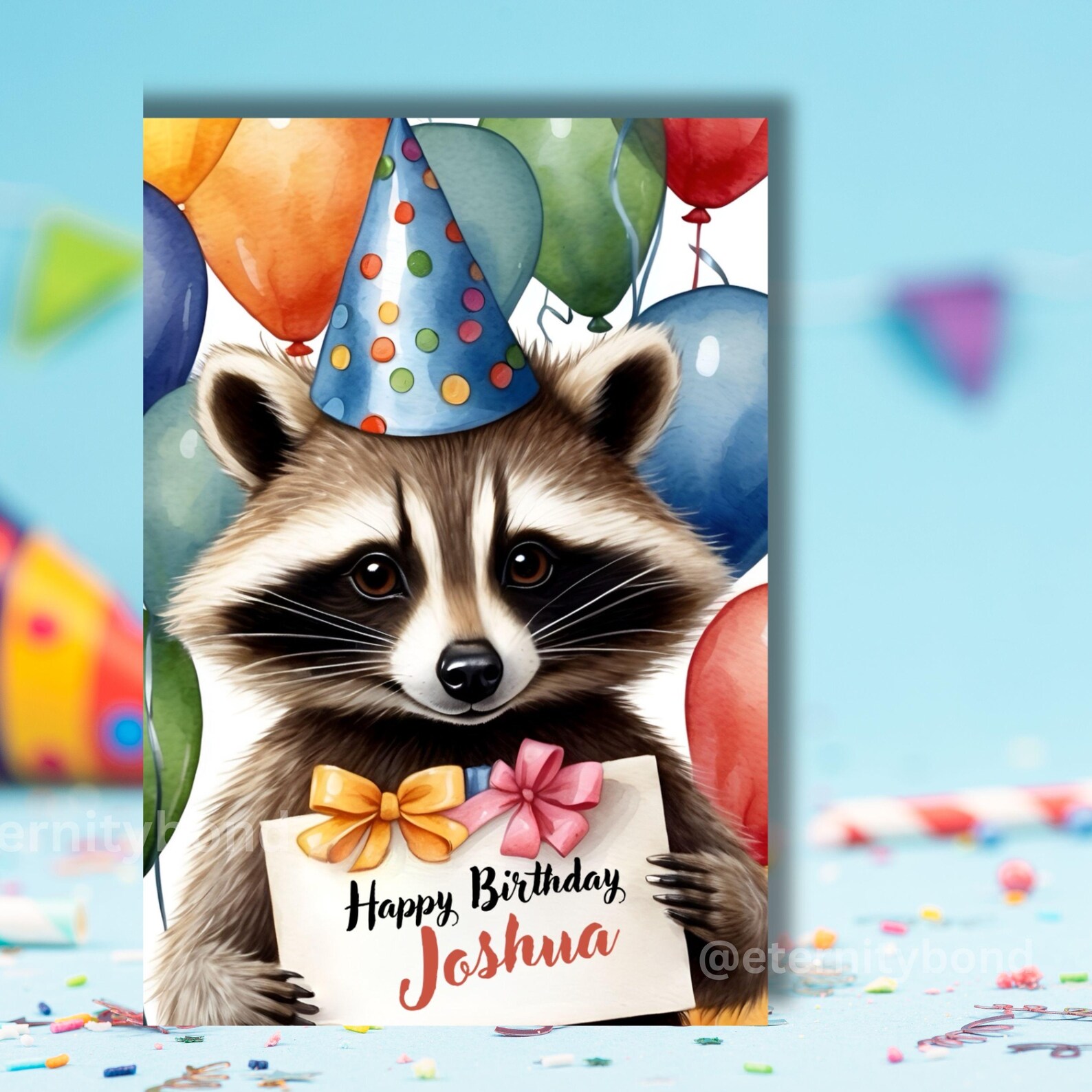 Printable Raccoon Birthday Card,cute Animals Birthday Card, Digital ...