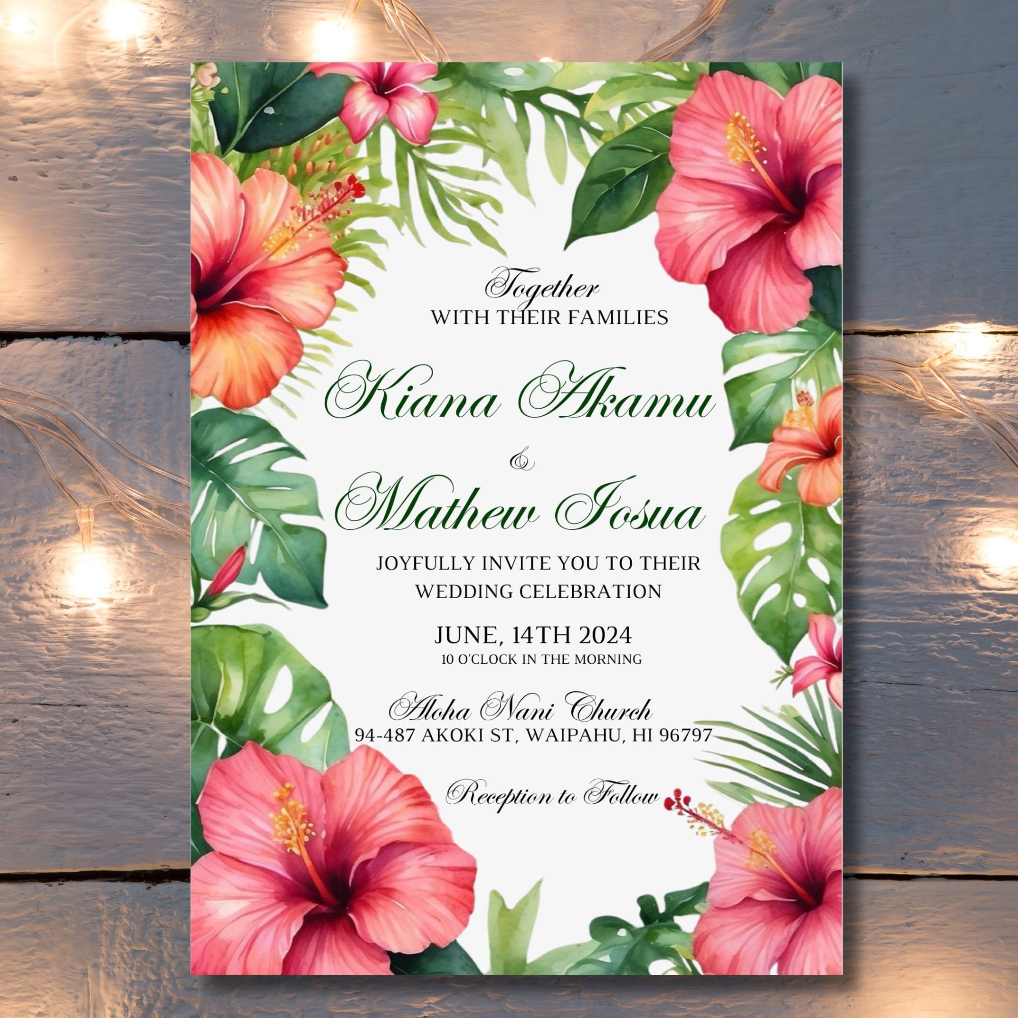 Hawaiian Beach Wedding Invitation Set,tropical Wedding Invitation ...