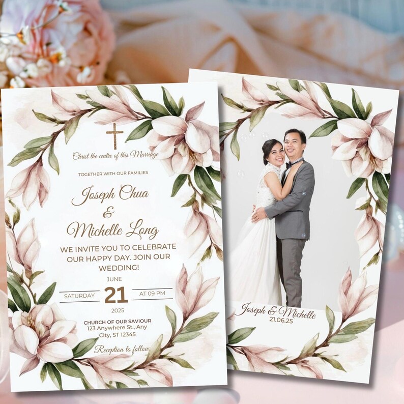 Christian Wedding Invitation Template,catholic Wedding,bible Verse Wedding Invitation,church ...