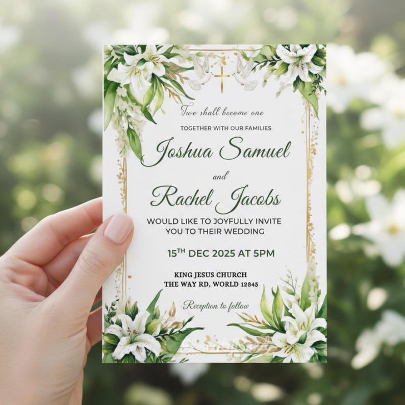 Christian Wedding Invitation Template: Floral Bible Verse (editable) - Etsy