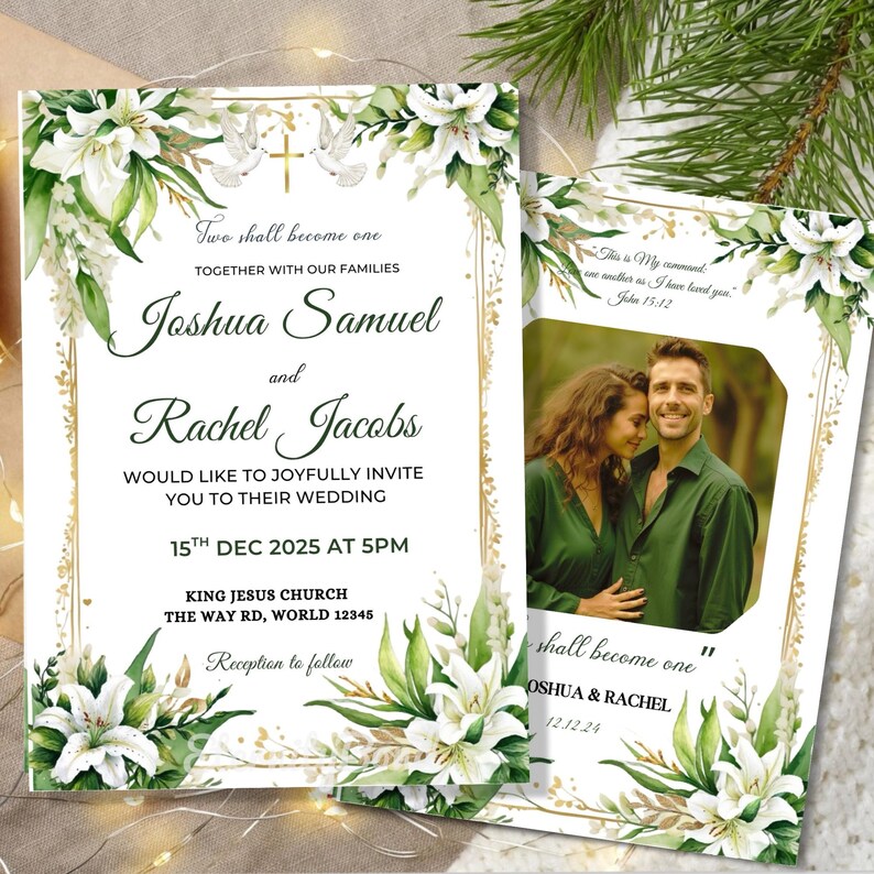 Christian Wedding Invitation Template: Floral Bible Verse (editable) - Etsy