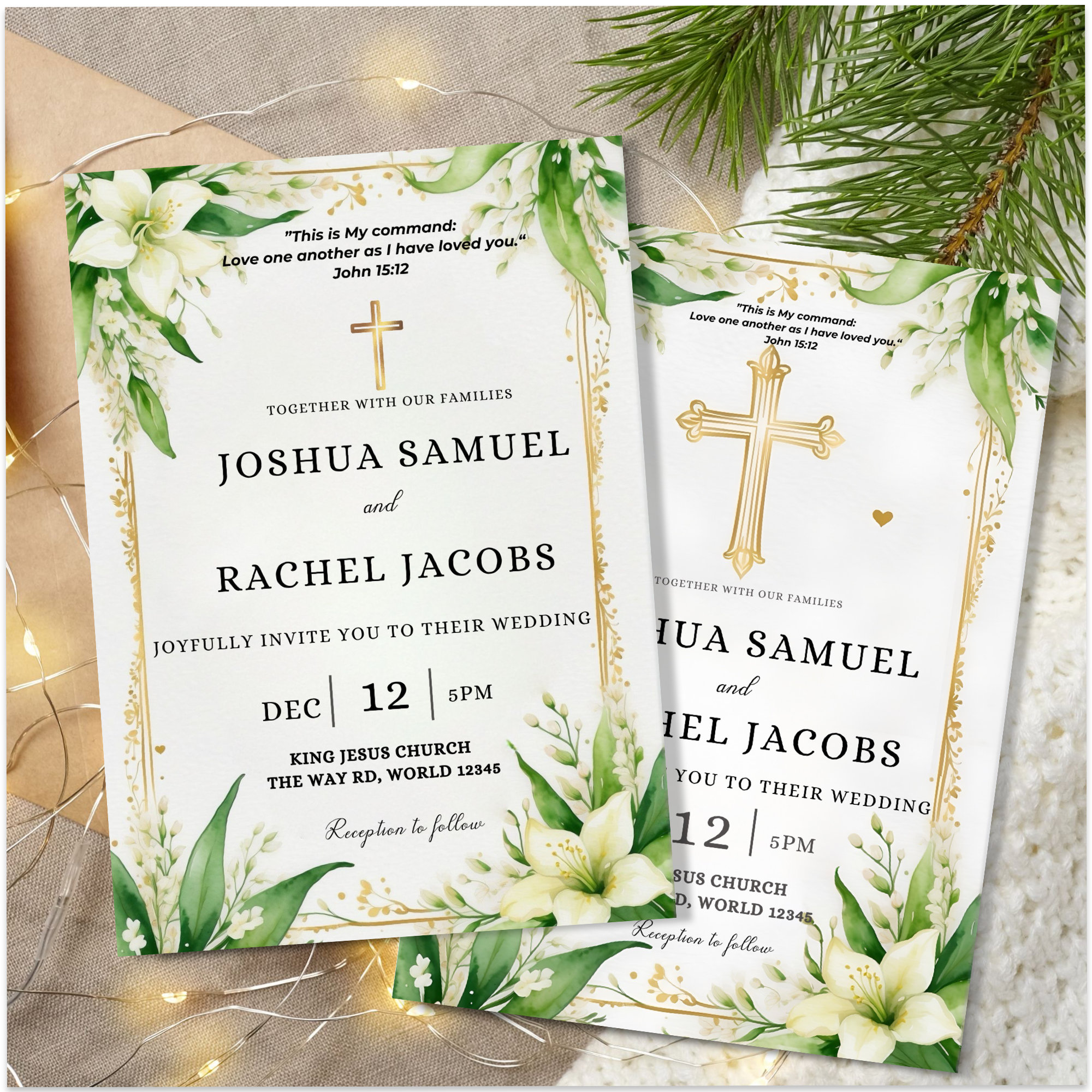 Christian Wedding Invitation Template: Floral Bible Verse (editable) - Etsy