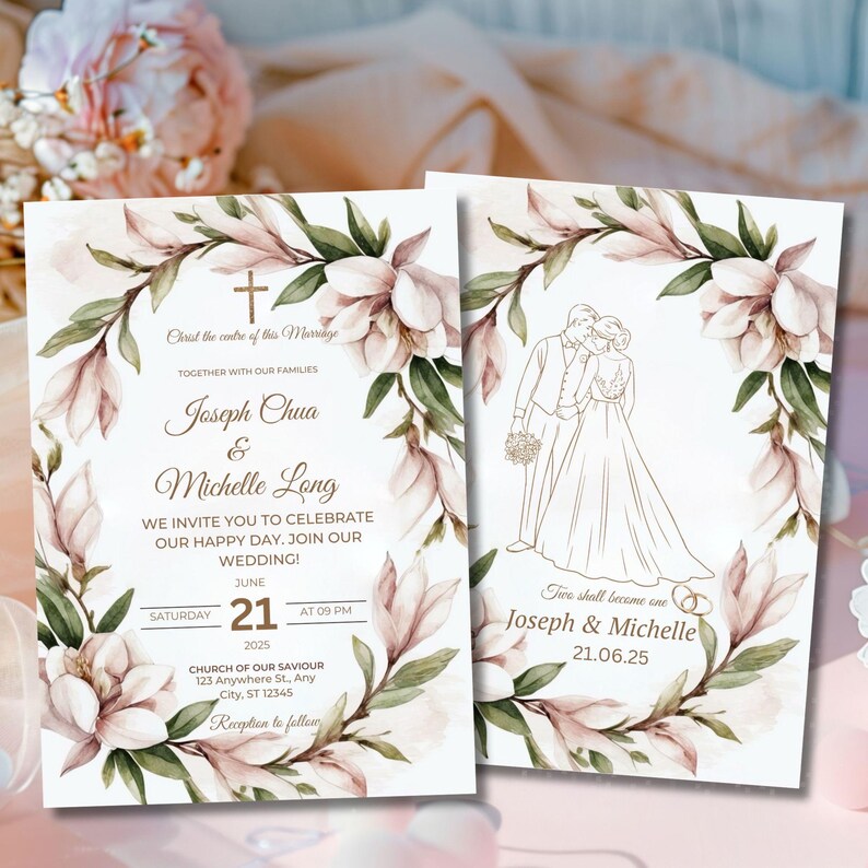 Christian Wedding Invitation Template,catholic Wedding,bible Verse ...