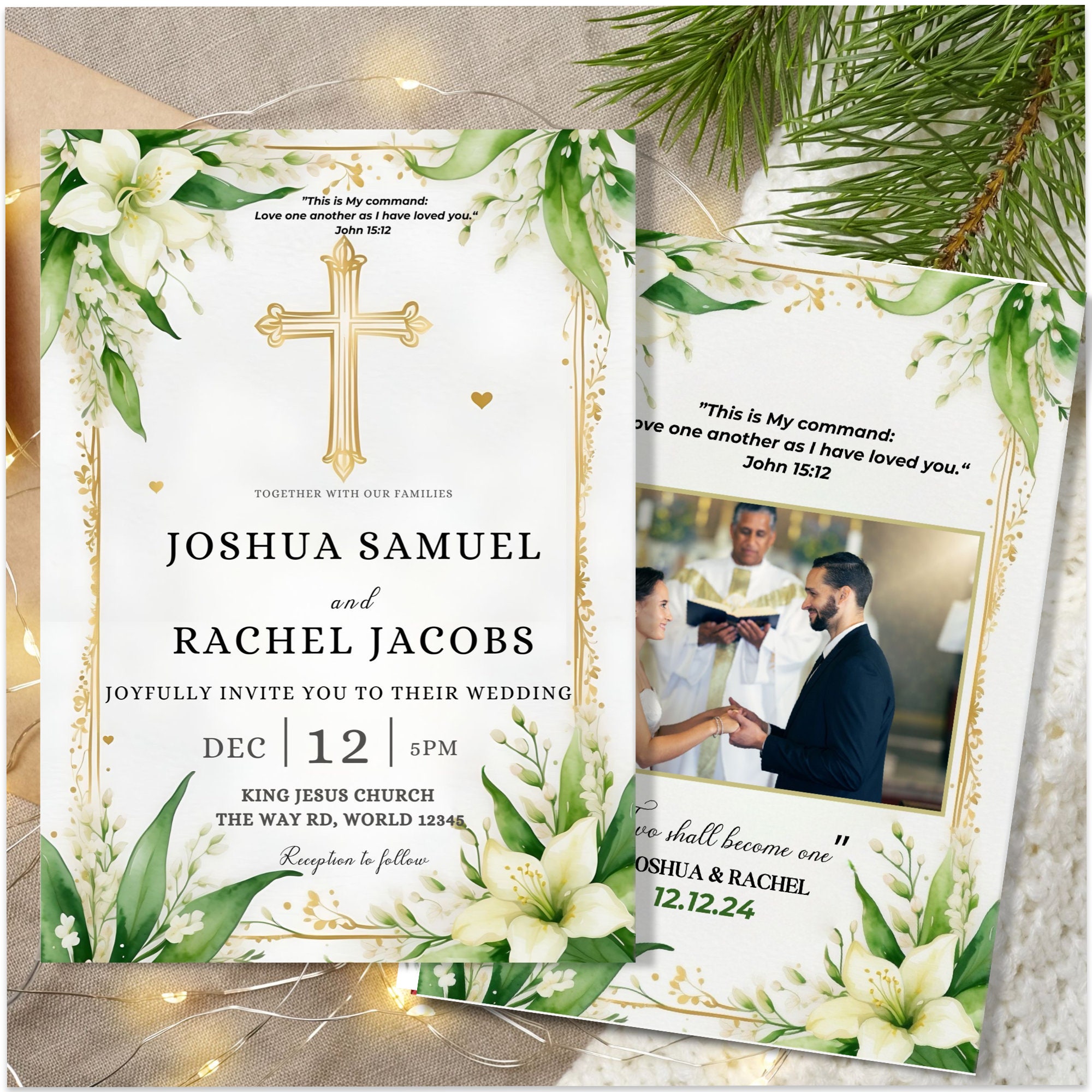 Christian Wedding Invitation Template,catholic Wedding,bible Verse ...