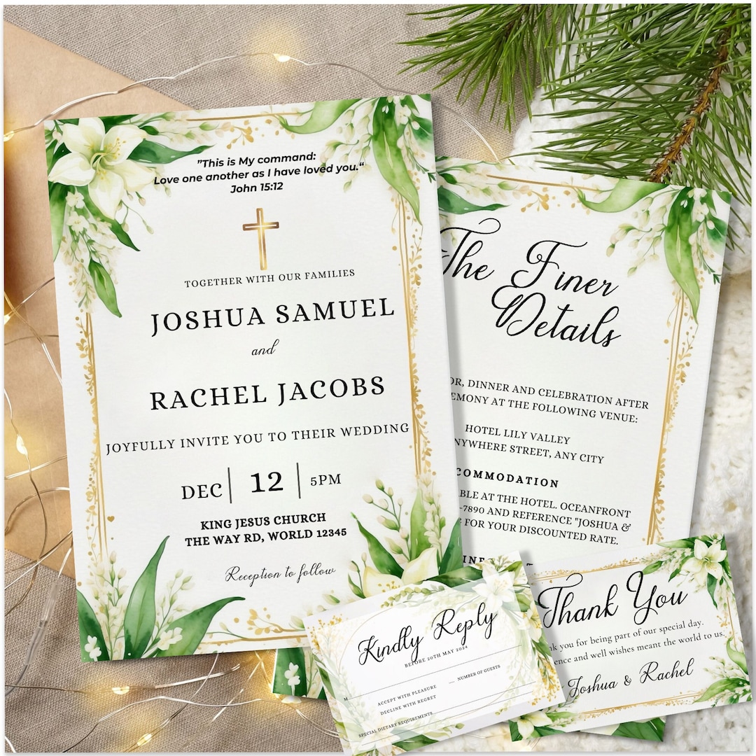 Christian Wedding Invitation Template: Floral Bible Verse (editable) - Etsy