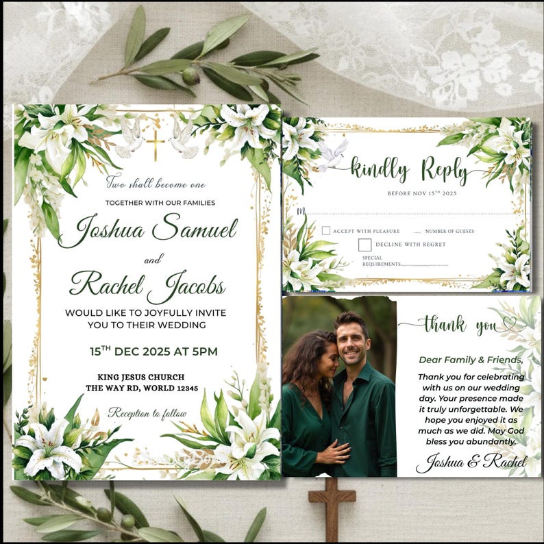 Christian Wedding Invitation Template: Floral Bible Verse (editable) - Etsy