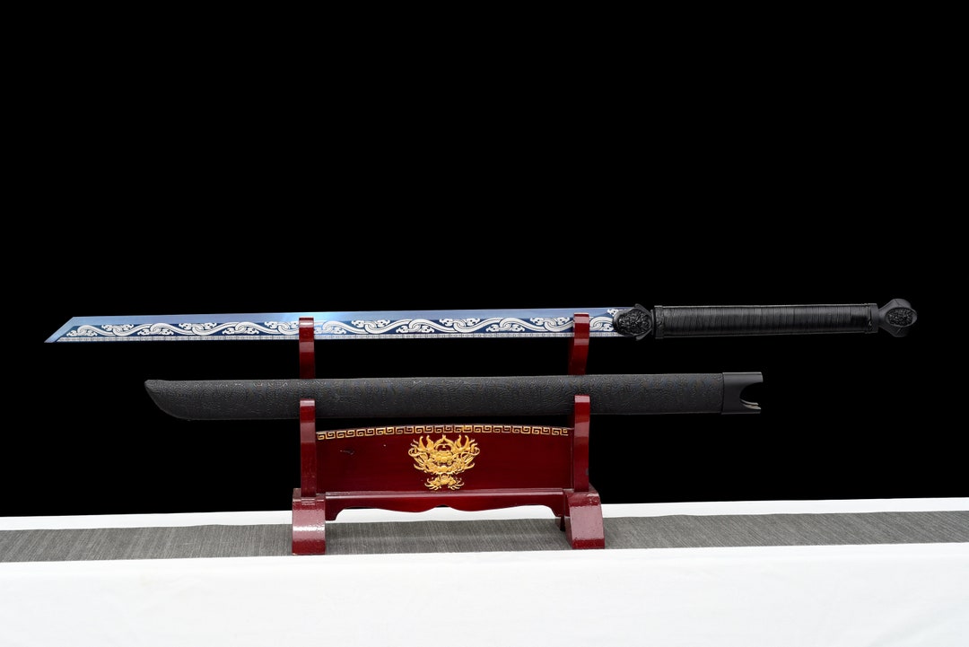 Black Solid Wood Sheath Samurai Swordalloy Tsuba Katanabaked - Etsy