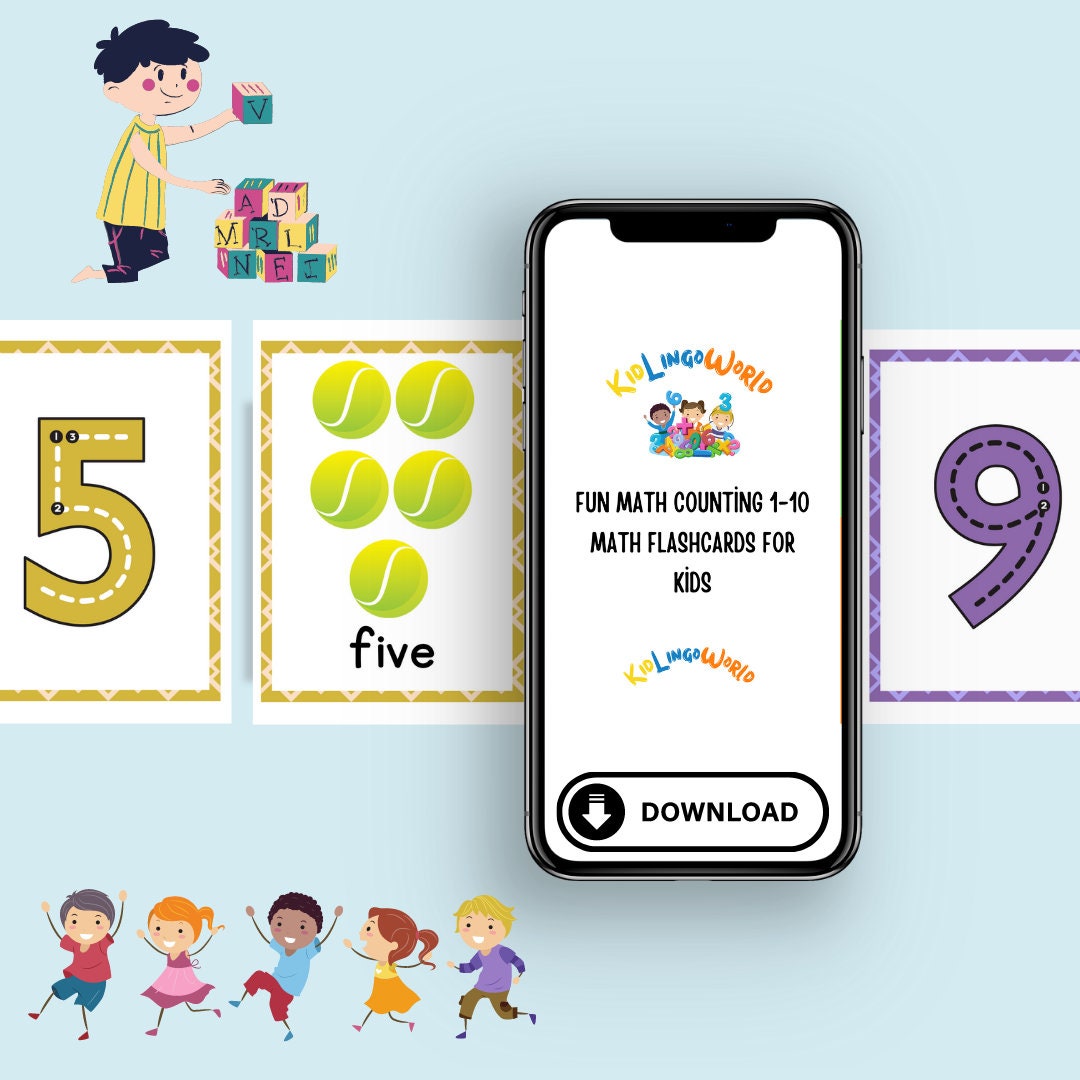 Fun Math Counting 1-10 Math Flashcards for Kids - Etsy
