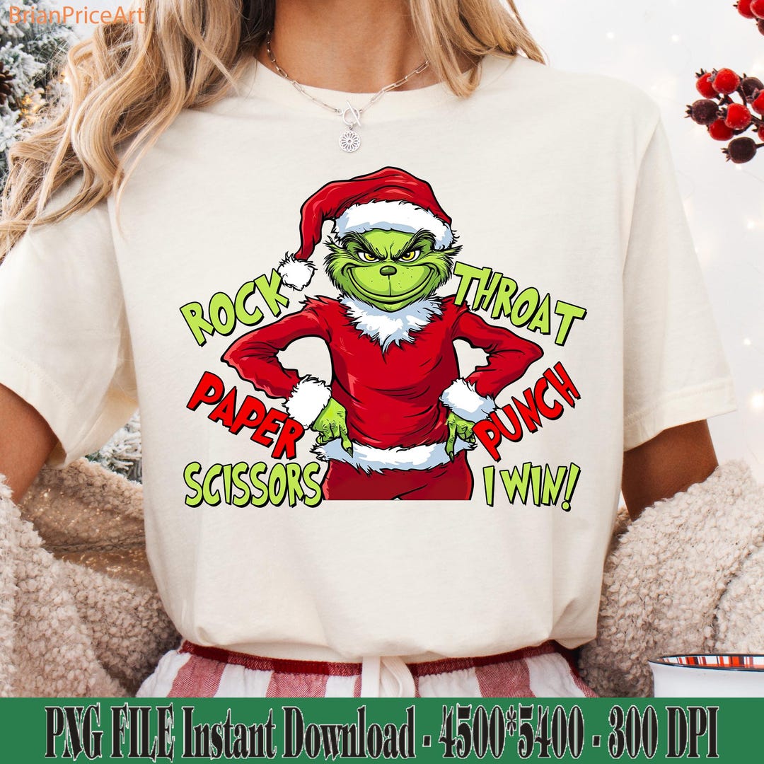 Rock Paper Scissors Throat Punch I Win PNG Funny Grinch Quote Design ...
