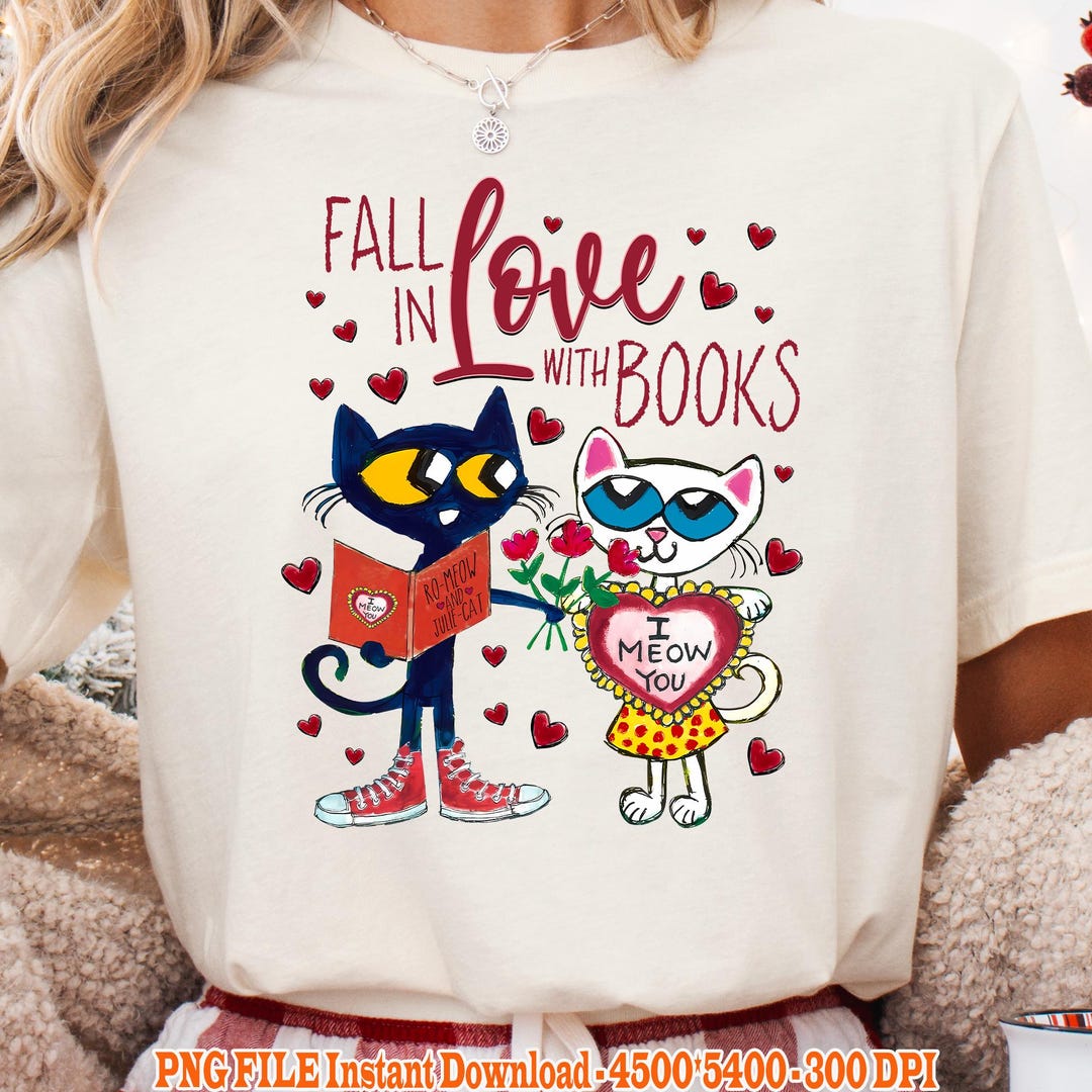 Fall in Love Pete the Cat Valentine Png, Meowy Valentines Day, Cat ...