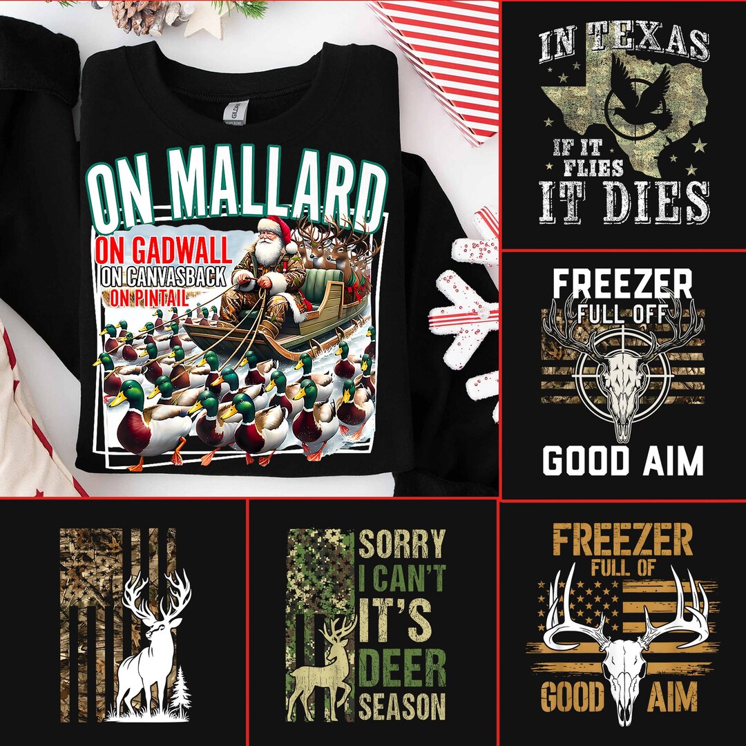 On Mallard on Gadwall Christmas Bundle Png, Funny Duck Hunting Santa ...