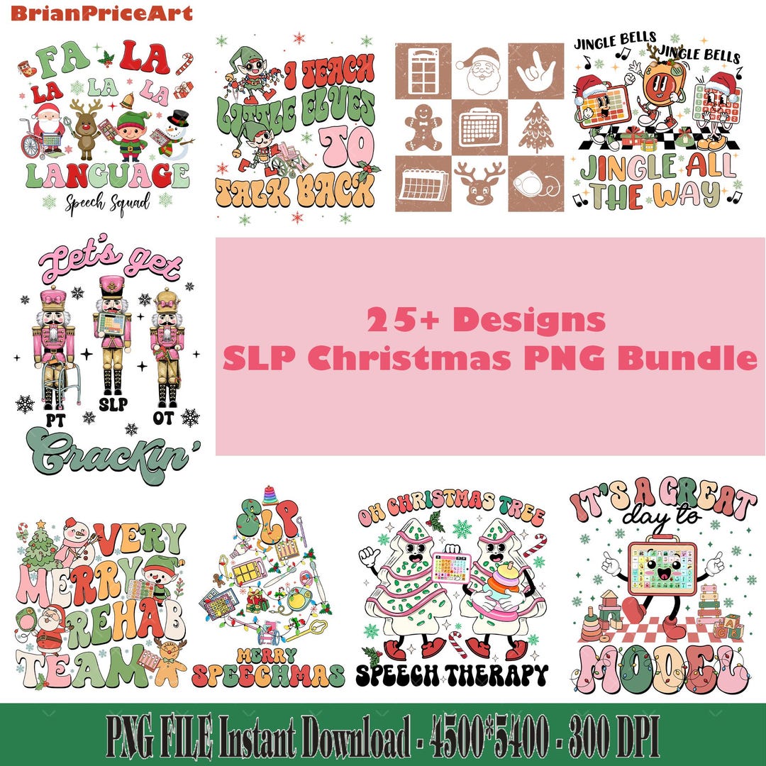 25 Files SLP Christmas Squad Png Bundle, Merry Speechmas Png, Speech ...