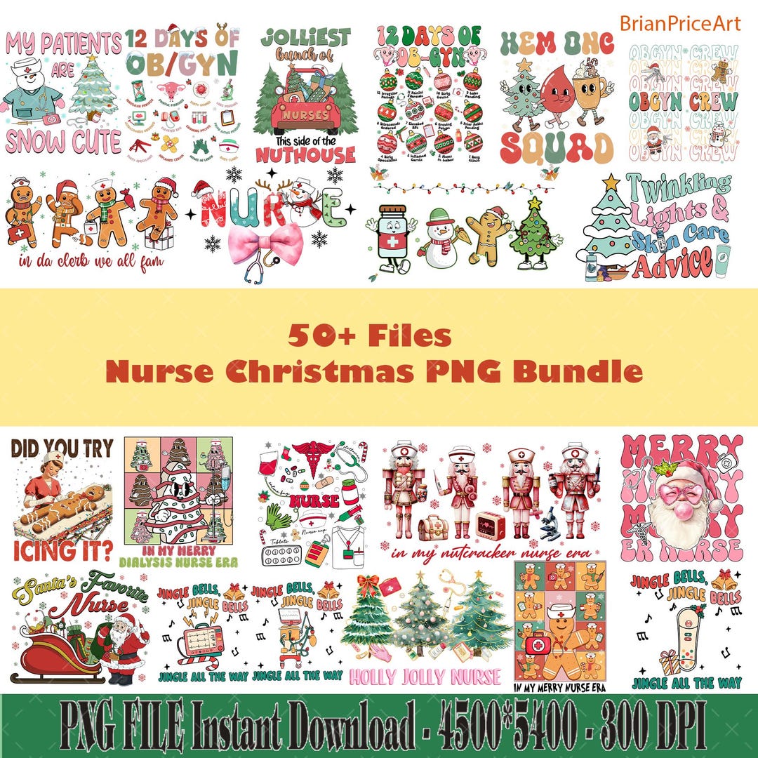 50 PNG Christmas Nurse Bundle PNG File, Nurse Christmas Png, Santa's ...