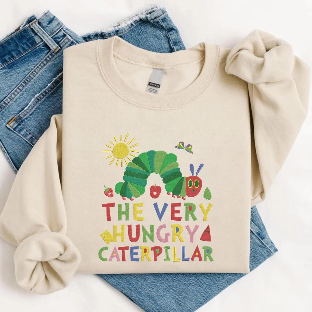 The Very Hungry Caterpillar Embroidery Sweatshirt, Hungry Caterpillar ...