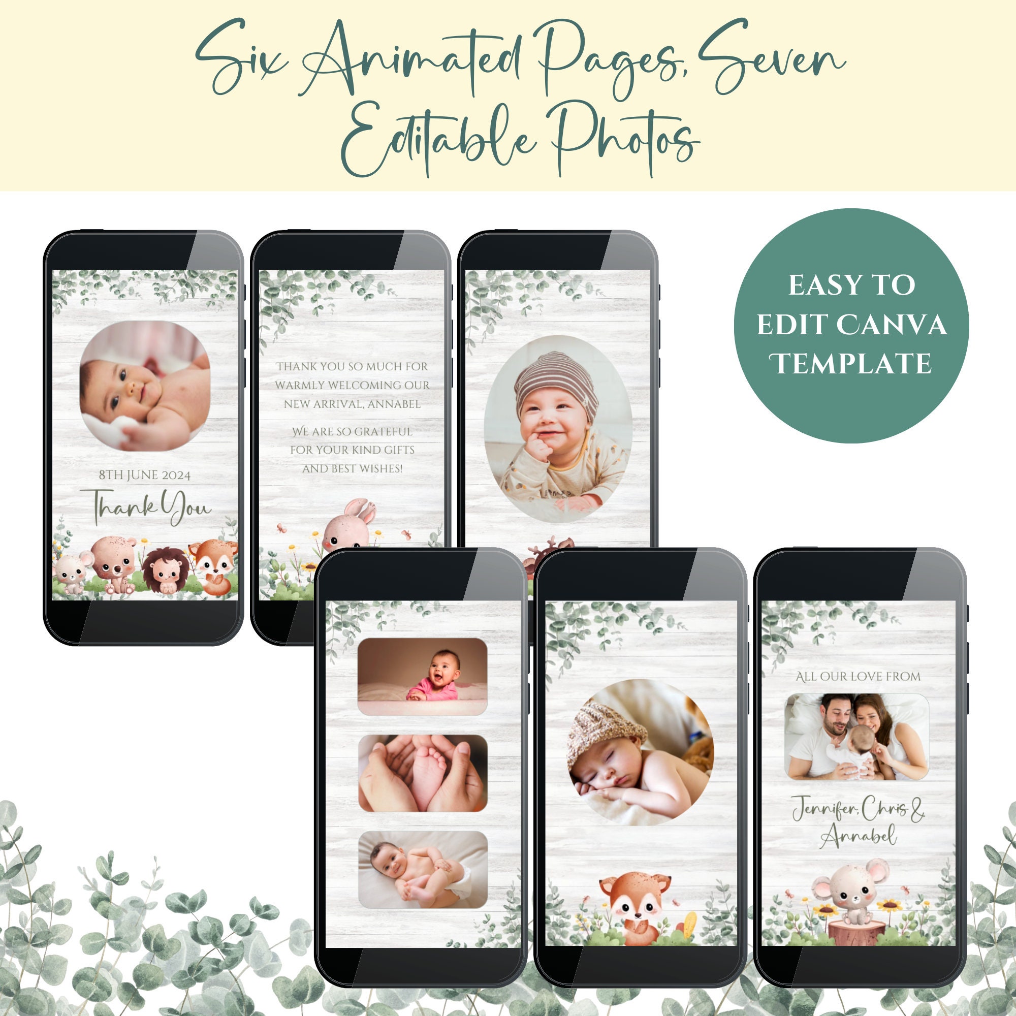 Digital New Baby Thank You Video, Photo Thank You Card, Animated Baby ...
