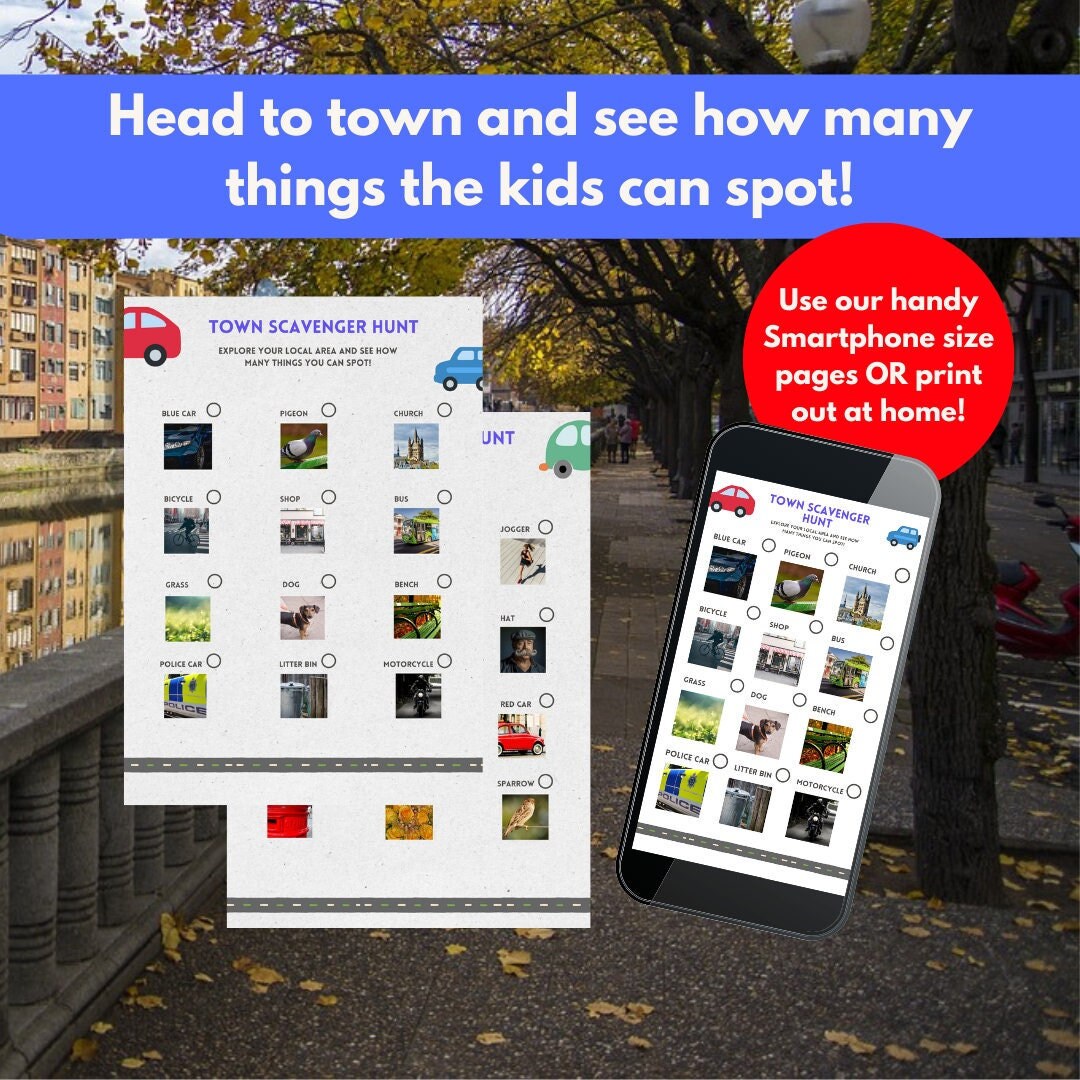 Town Scavenger Hunt | Outdoor Kids Activity | Printable Digital ...