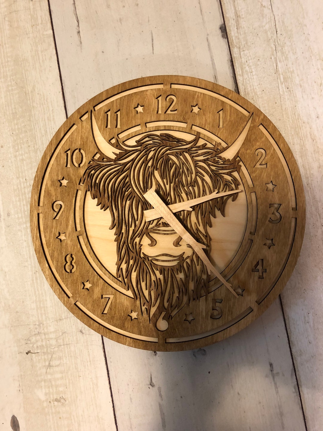 Highland Cow Laser Cut Wooden Wall Clock - Etsy UK