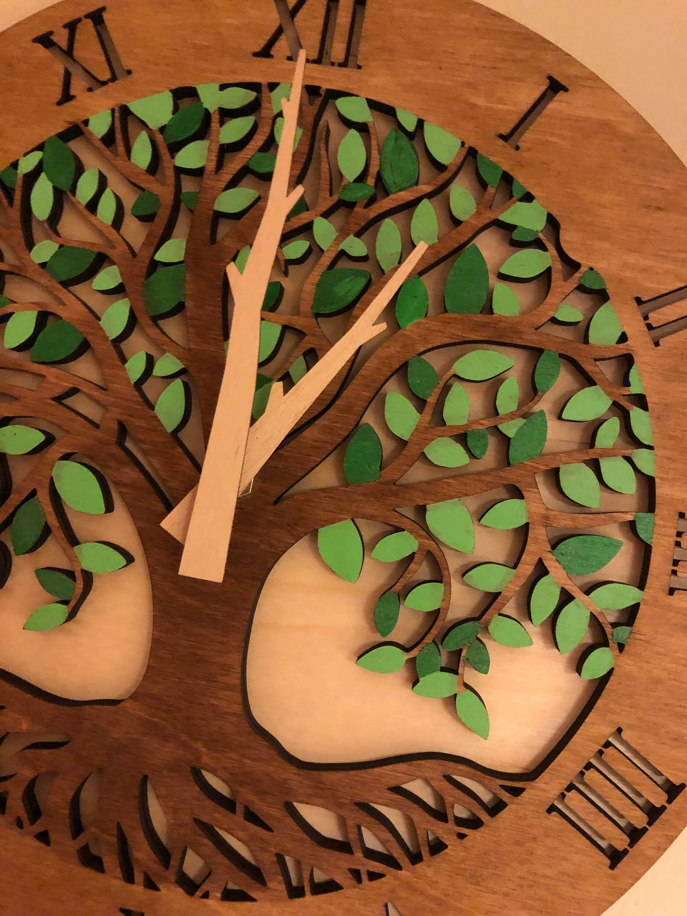 Laser Cut and Hand Painted Green Tree of Life Wall Clock - Etsy UK