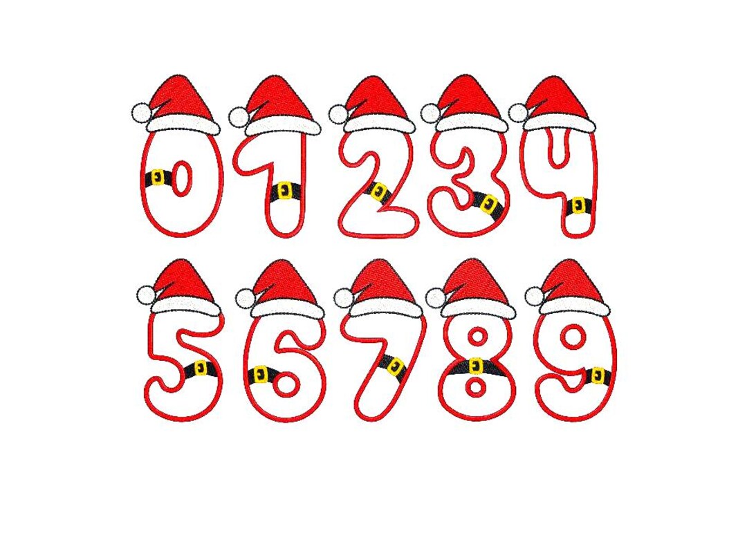Santa Claus Numbers Embroidery Design Embroidery Machine Applique 2 ...