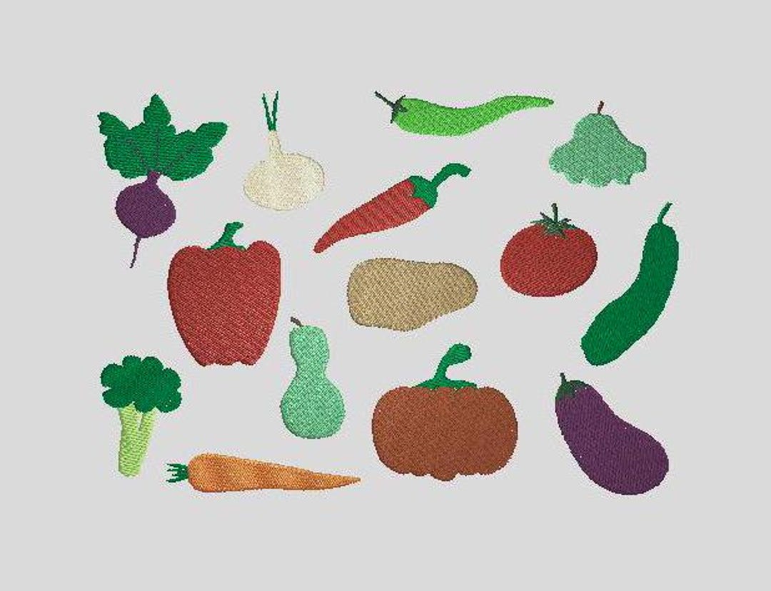 Veggie Set 14 Vegetables Embroidery File for Piece Machines in ...