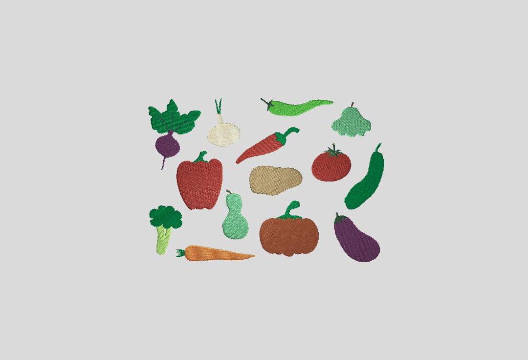 Veggie Set 14 Vegetables Embroidery File for Piece Machines in ...