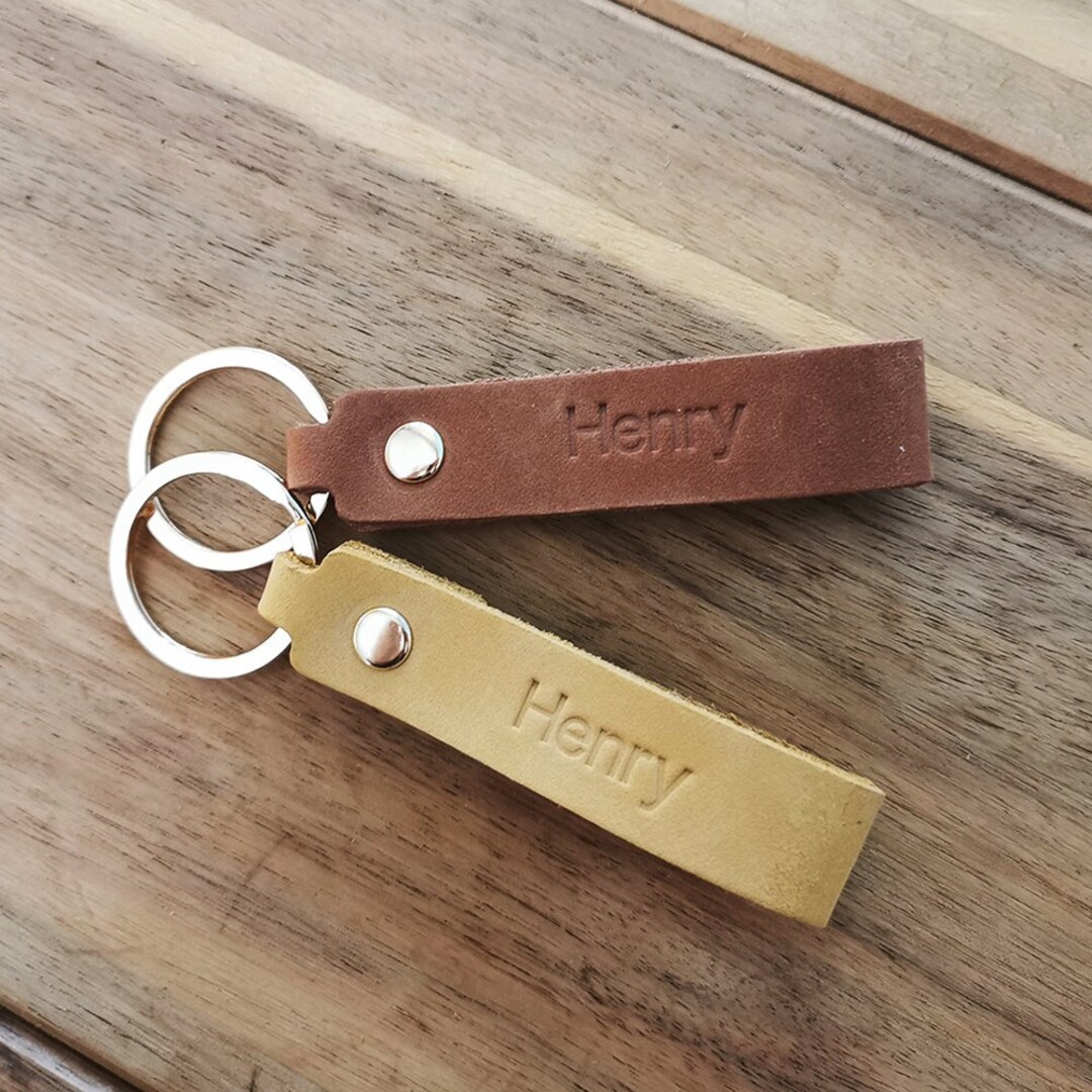 Personalized Leather Keychain, Custom Leather Keyring, Customized ...