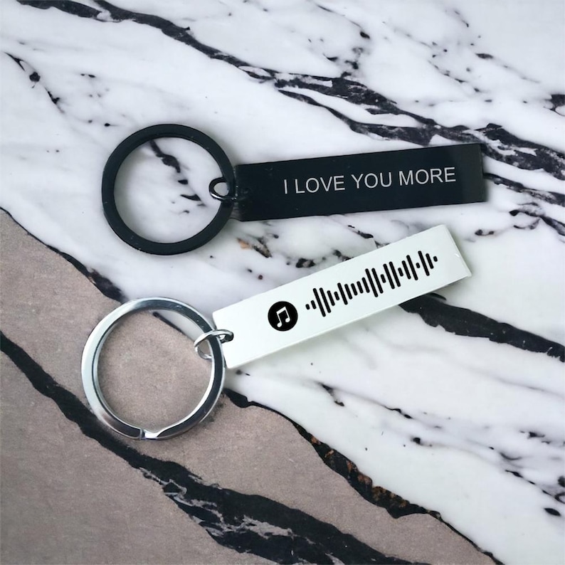 Custom Metal Keychain, Personalized Spotify Music Code, Engraved Text ...