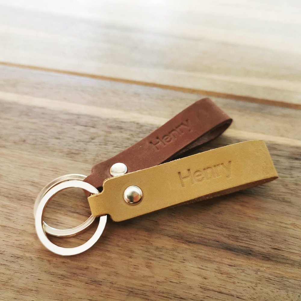 Personalized Leather Keychain, Custom Leather Keyring, Customized ...