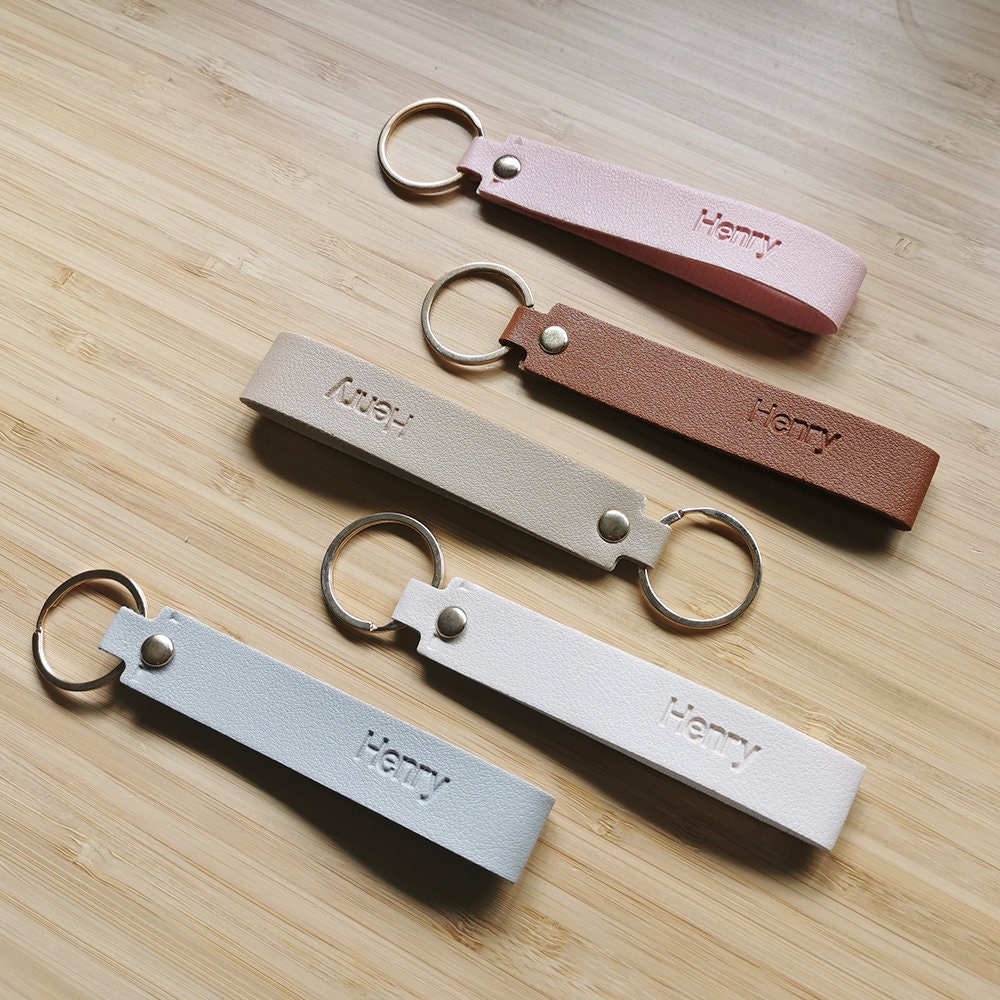 Custom Leather Keychain, Personalized Leather Keyring, Customized ...