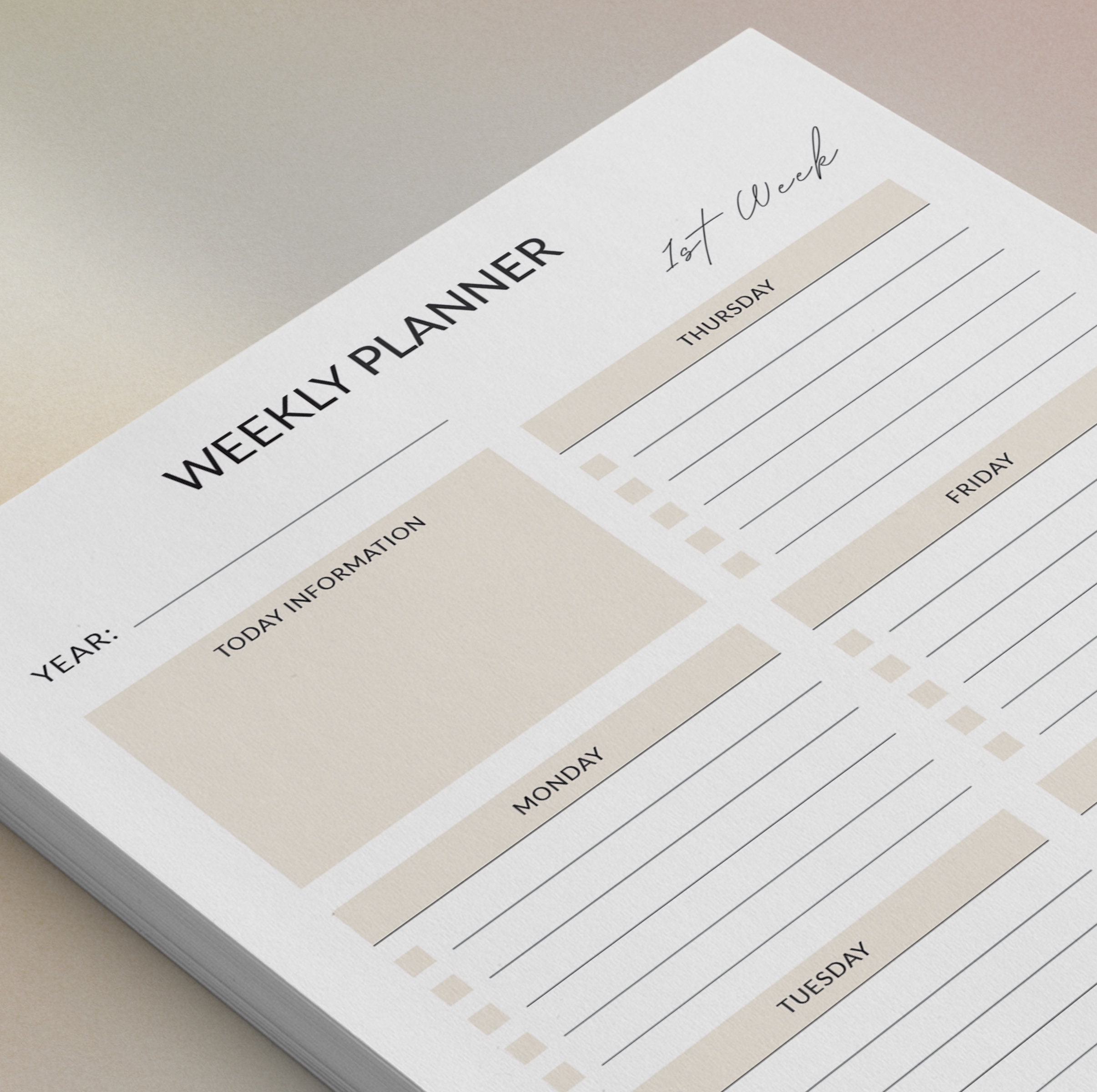 Printable Weekly Planner, Productivity Planner, Digital Planner, Work ...
