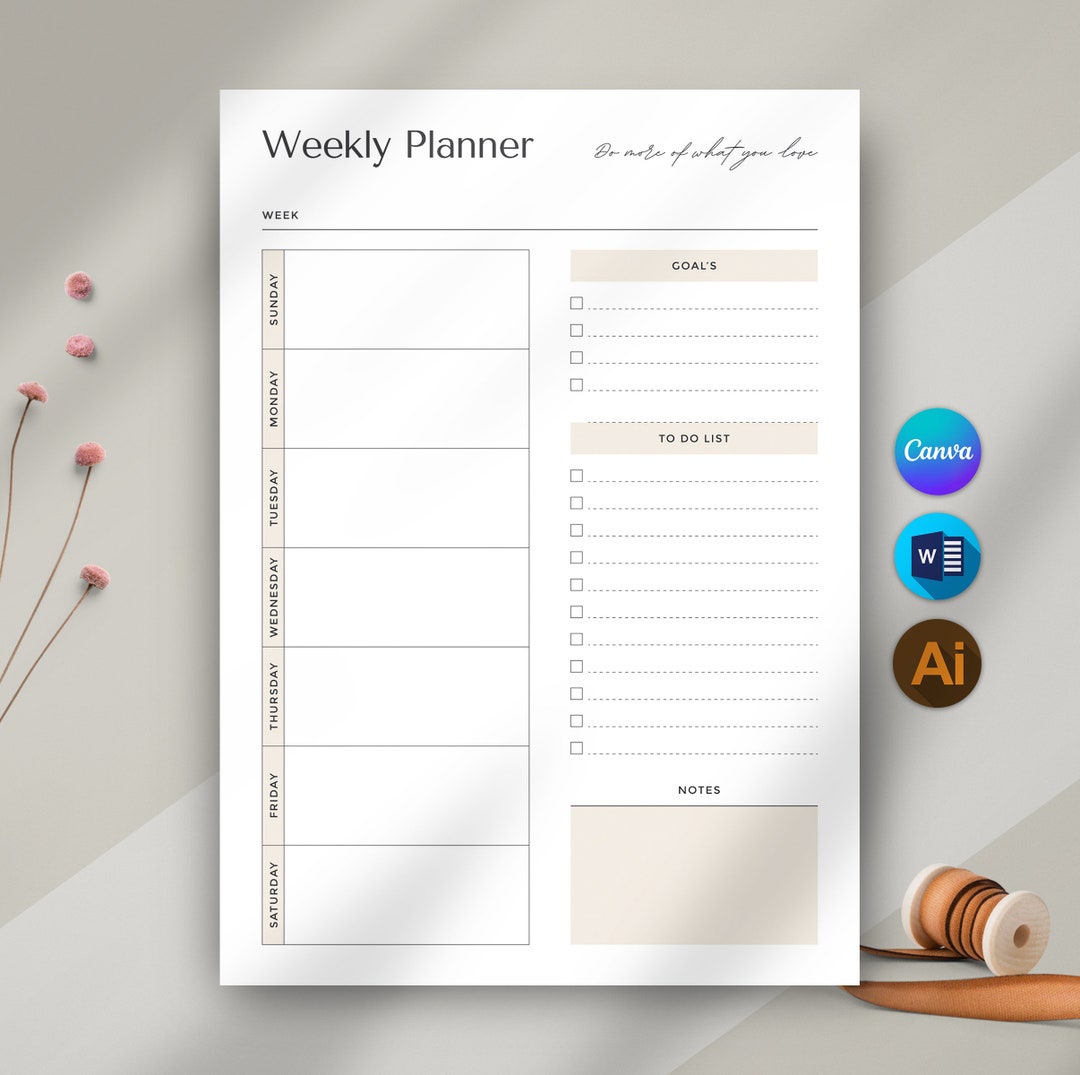 Printable Weekly Planner, Productivity Planner, Digital Planner, Work ...