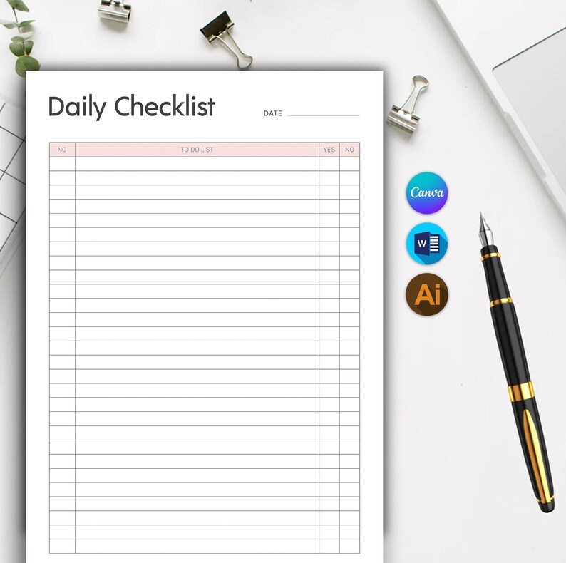 Canva Editable Daily Checklist | Weekly Checklist Template | Printable ...