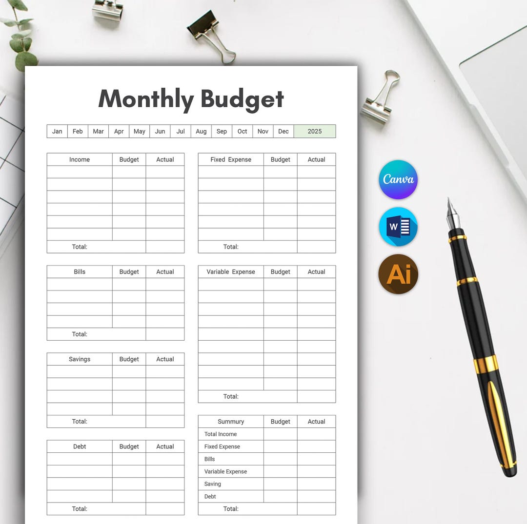 A4 Budget Printable, Monthly Budget Sheet Printable, Spending Tracker ...