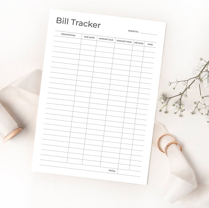 Bill Tracker, Canva & MS Word Bill Tracker Printable Template, Bill ...