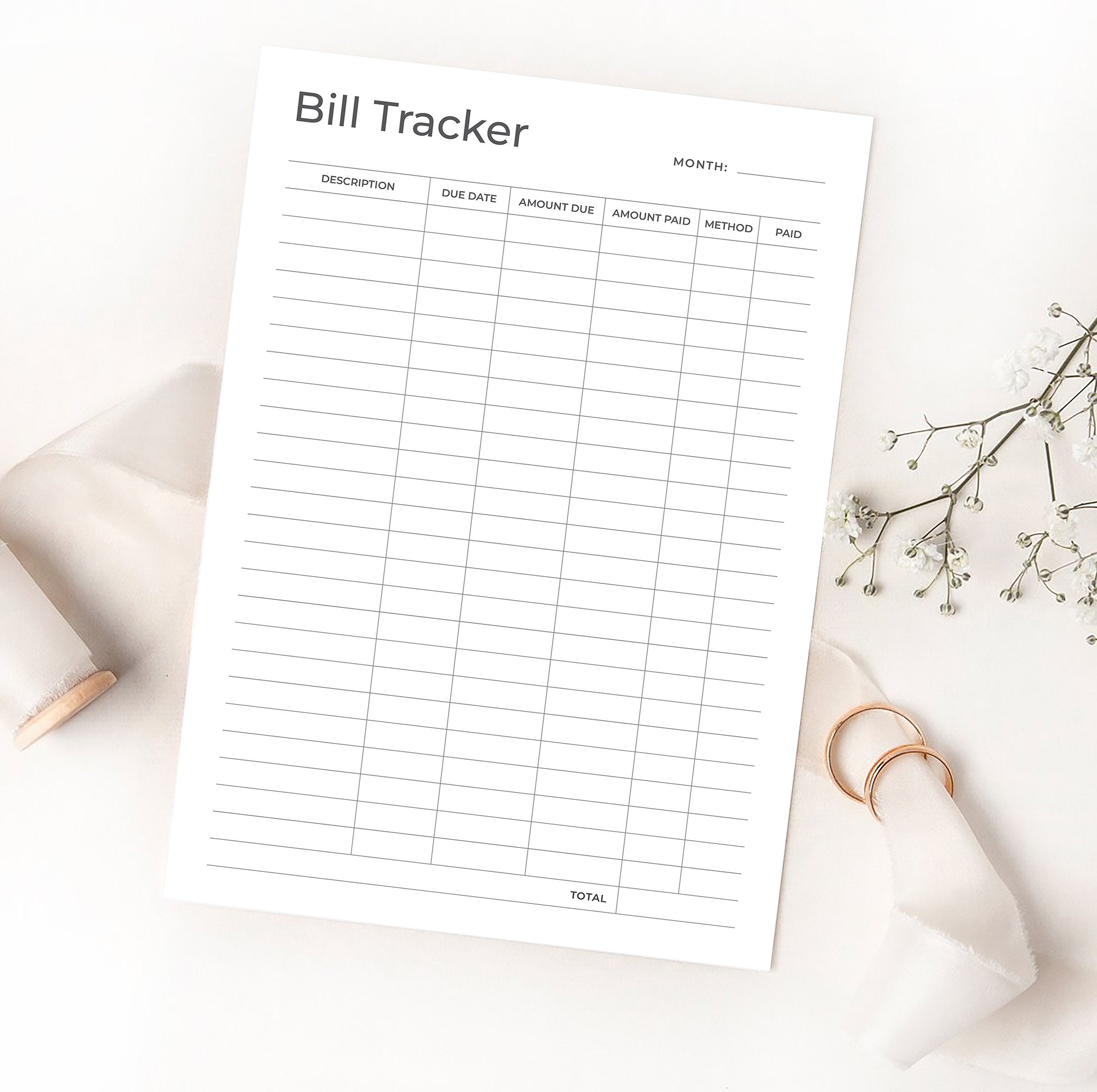 Bill Tracker, Canva & MS Word Bill Tracker Printable Template, Bill ...