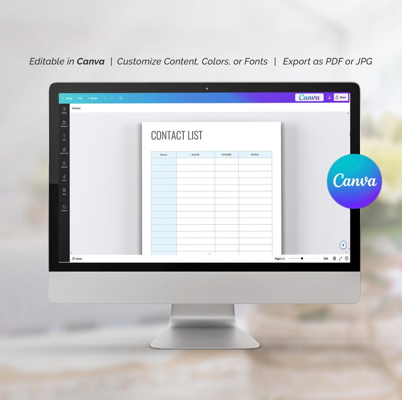 Editable Canva & MS Word Contacts List, Contacts Organizer, Address ...