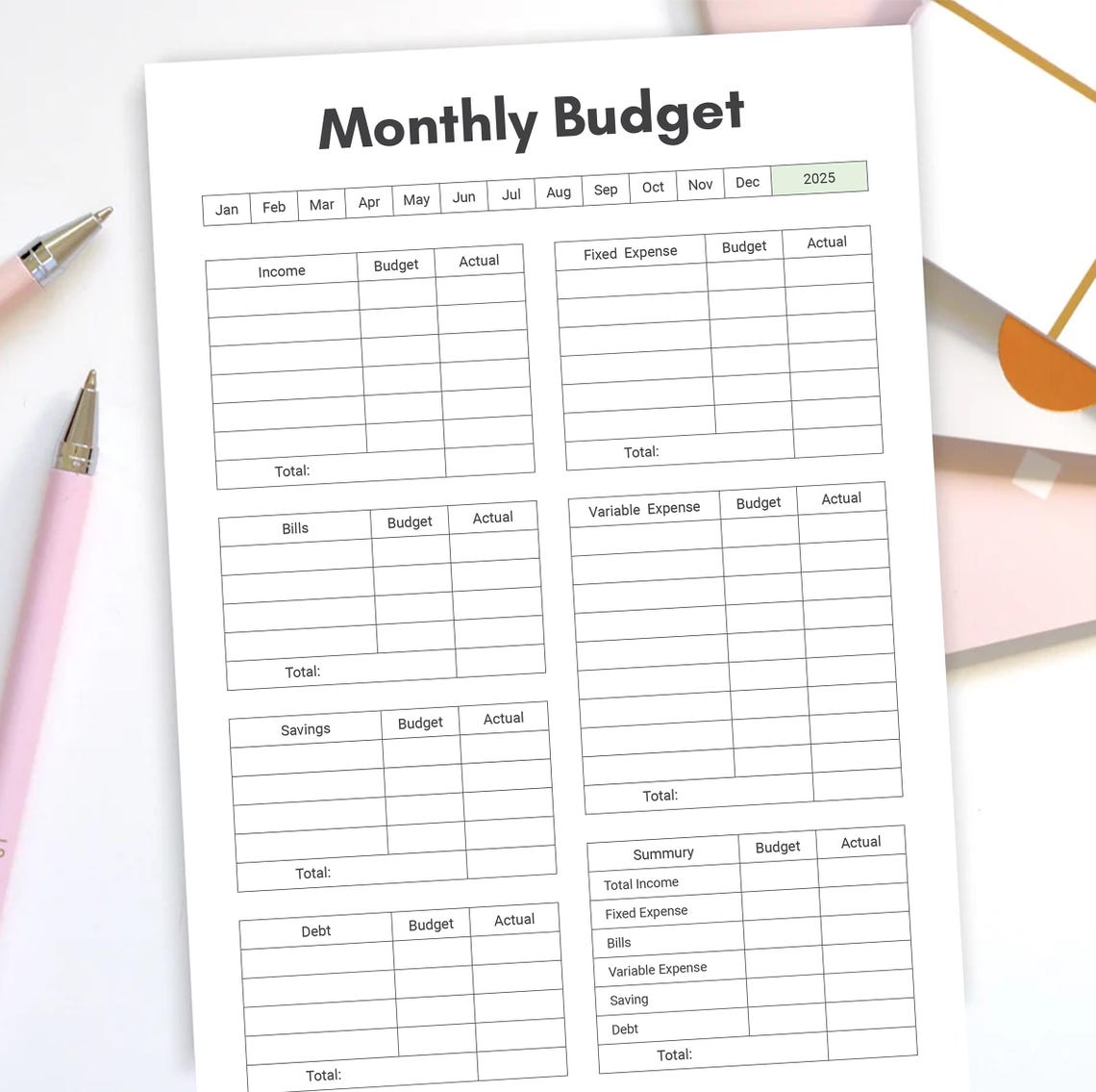 A4 Budget Printable, Monthly Budget Sheet Printable, Spending Tracker ...