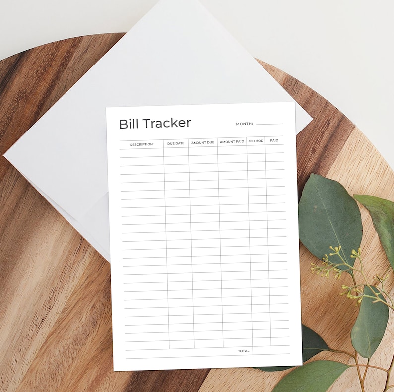 Bill Tracker, Canva & MS Word Bill Tracker Printable Template, Bill ...