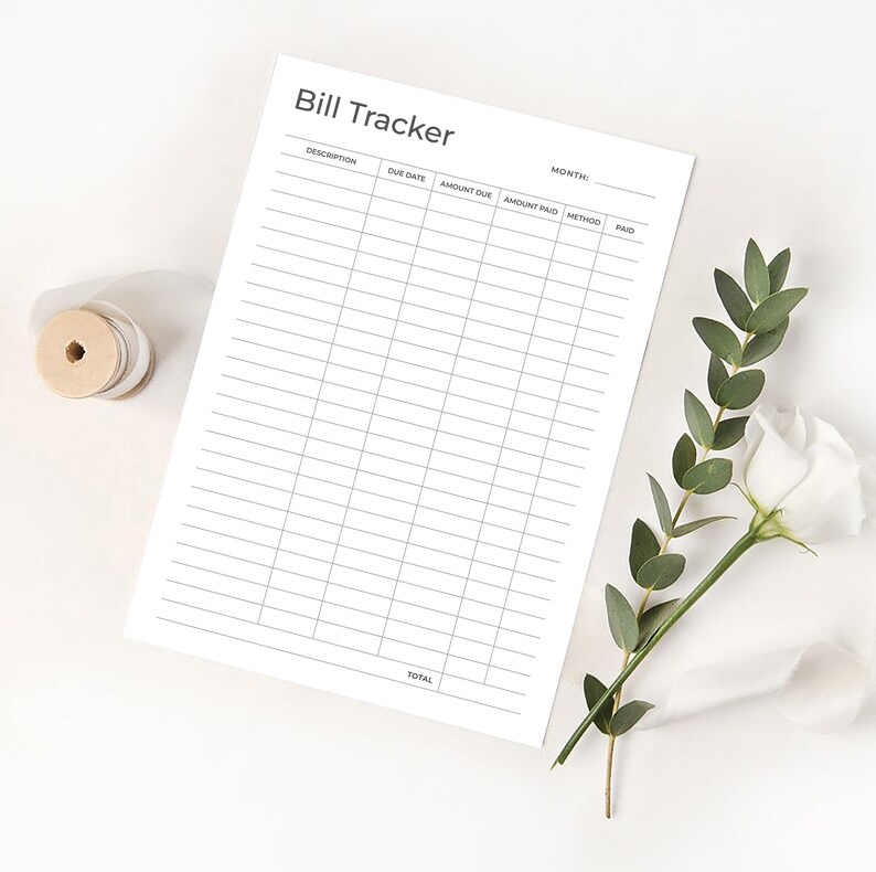 Bill Tracker, Canva & MS Word Bill Tracker Printable Template, Bill ...