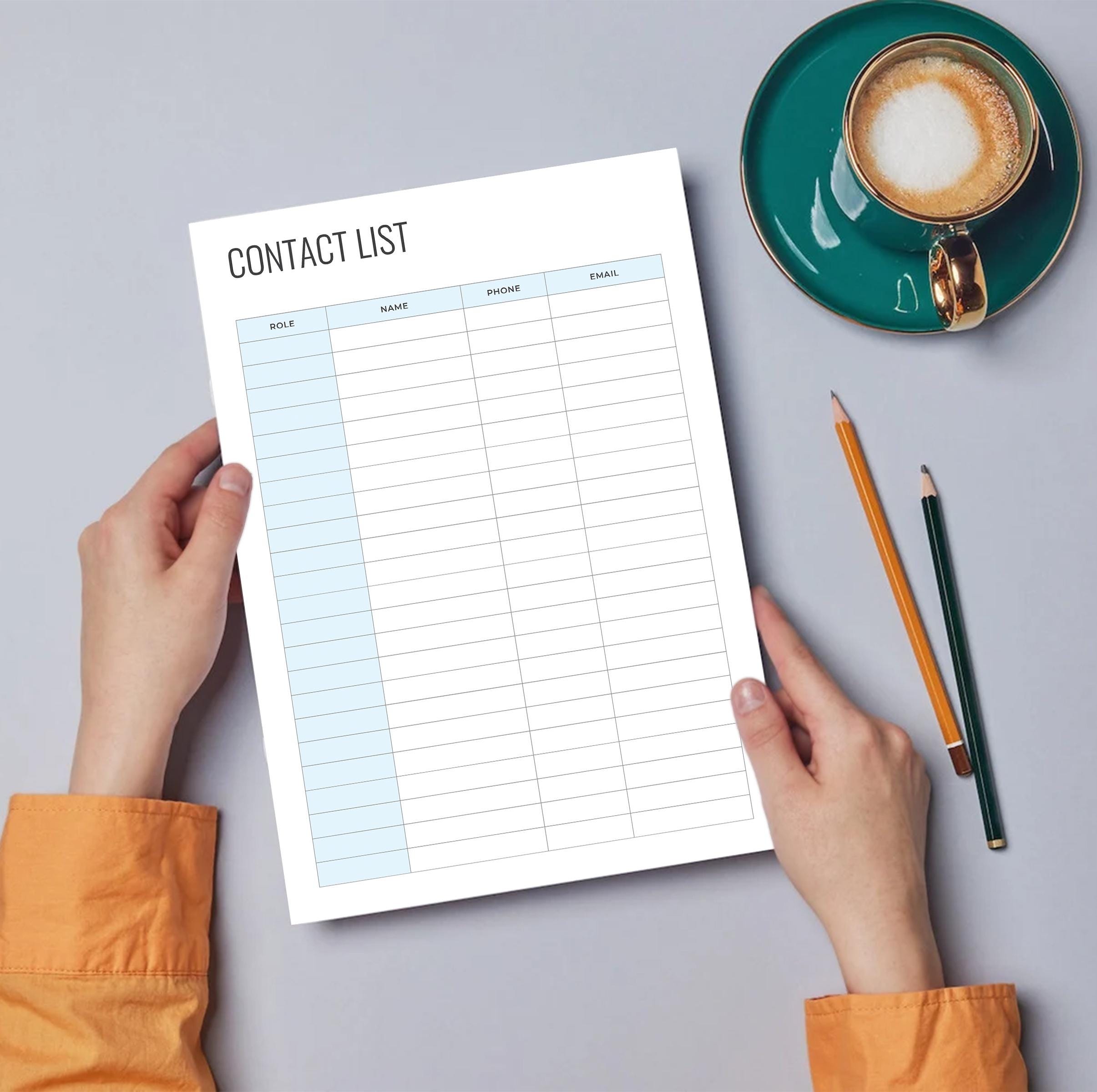 Editable Canva & MS Word Contacts List, Contacts Organizer, Address ...