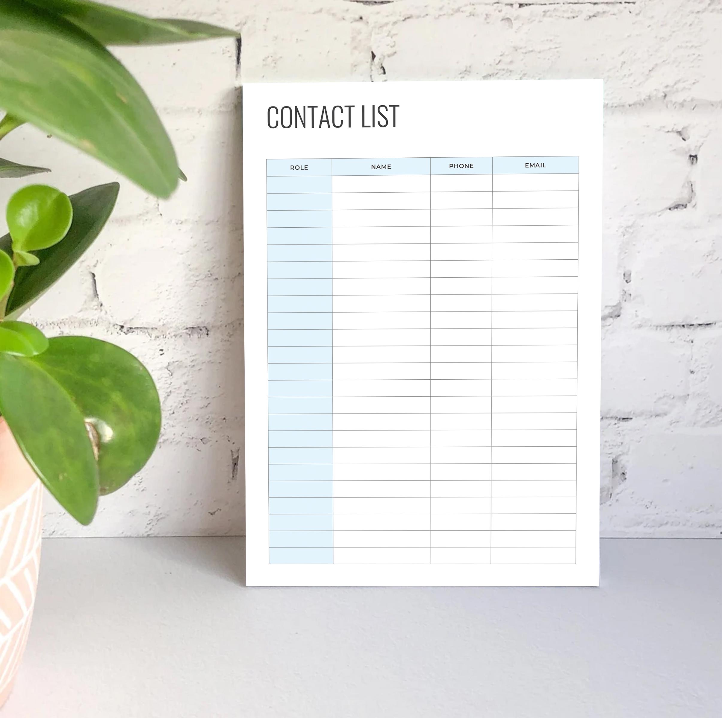 Editable Canva & MS Word Contacts List, Contacts Organizer, Address ...