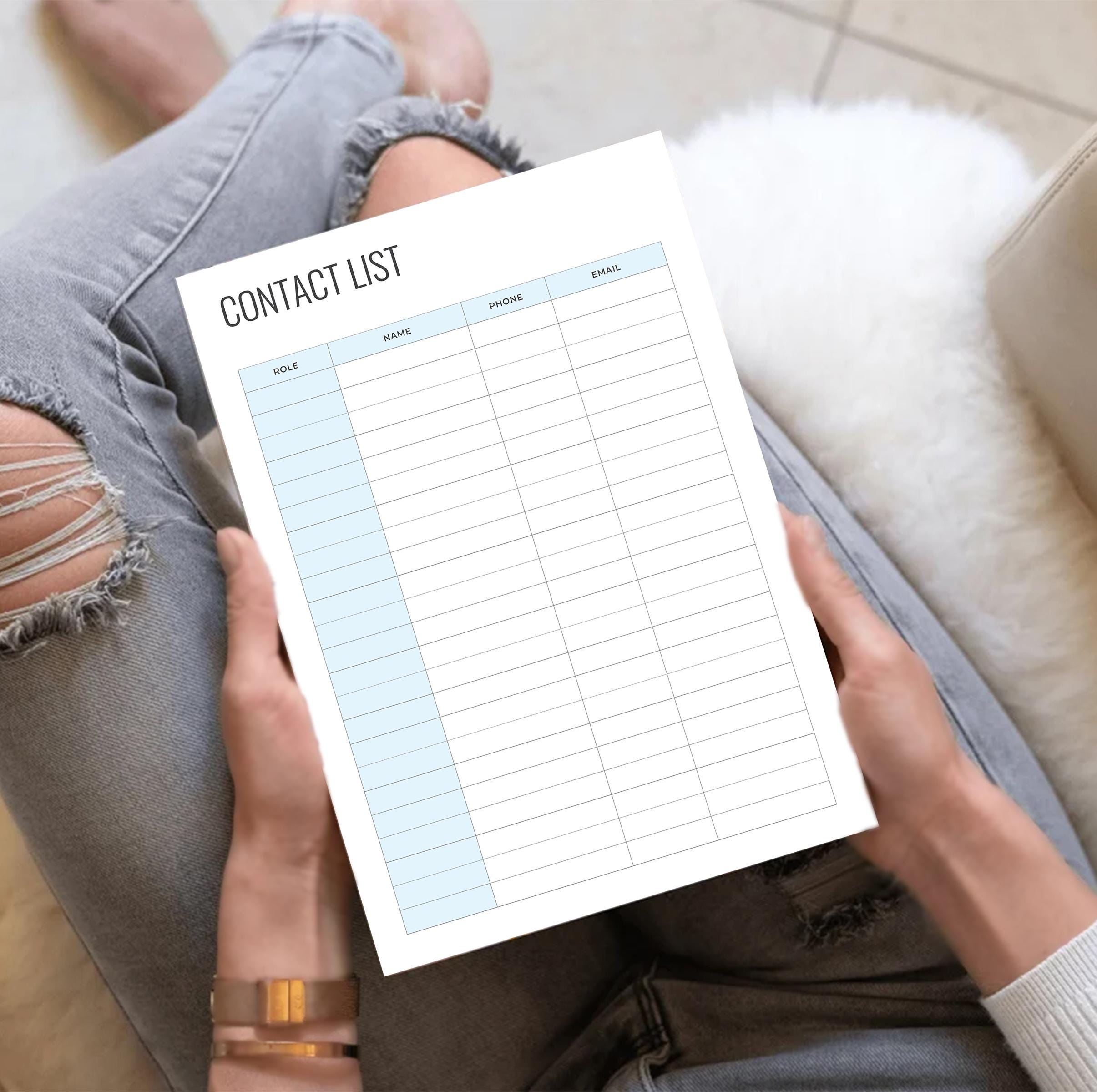 Editable Canva & MS Word Contacts List, Contacts Organizer, Address ...