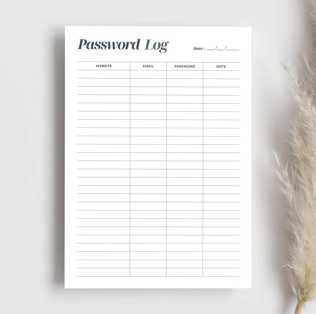Canva Editable Password Log | Printable Password Log | Digital Planner ...