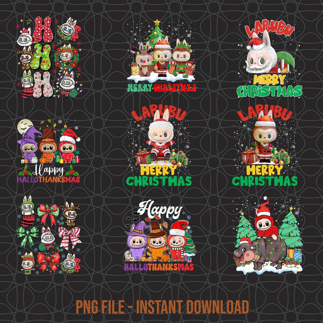 Cute Labubu Christmas Bundle, Cute Labubu Monster Bundle, Labubu Lover ...