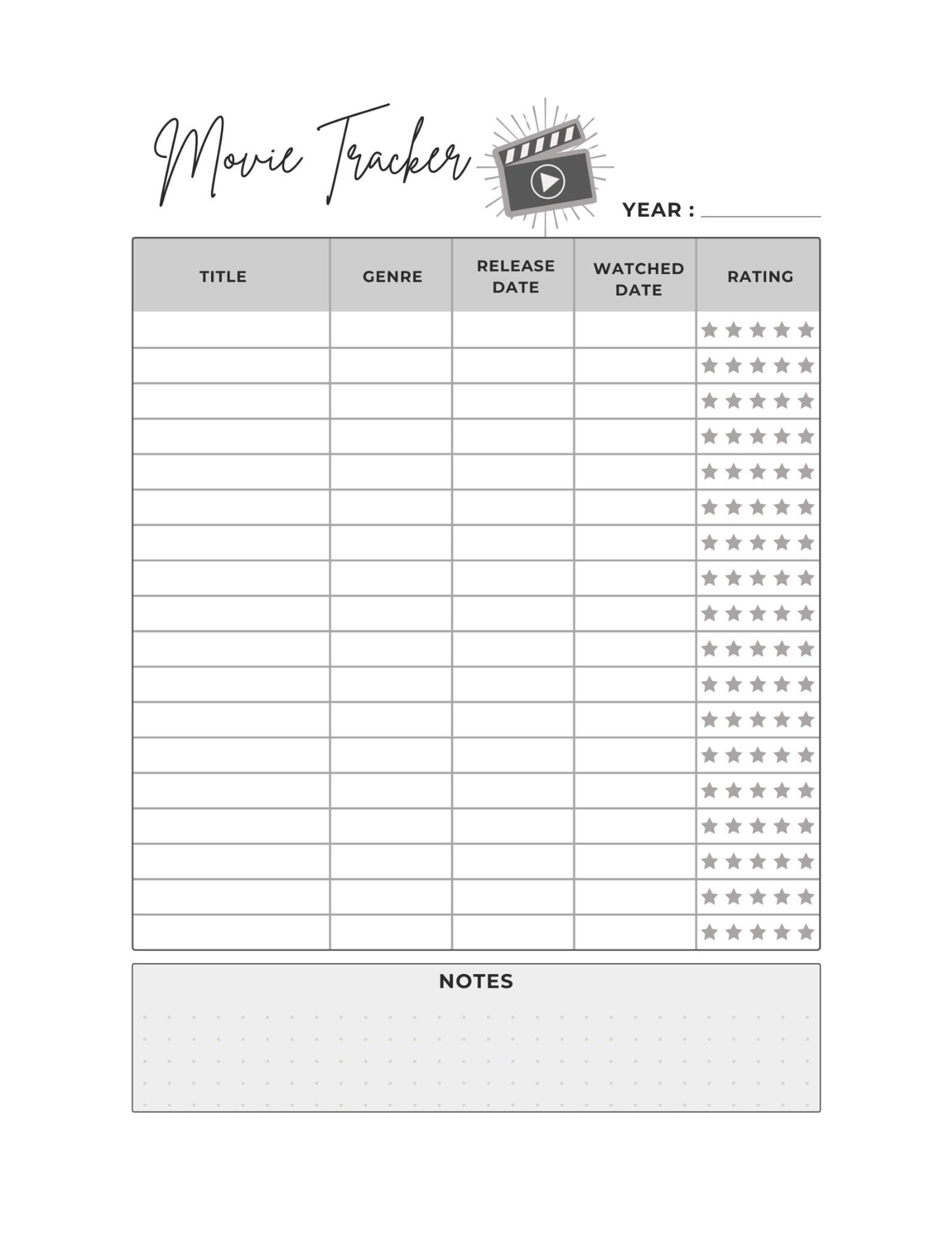 My Movie Tracker | Retro Cinema Journal | Movie Logbook | Gift for Film ...