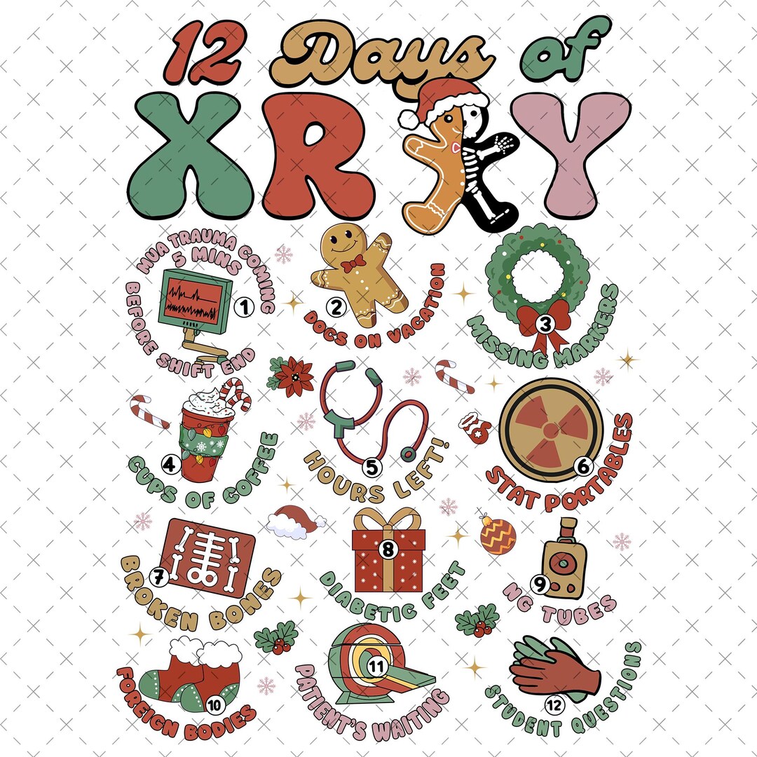 12 Days of Xray Christmas Png, Radiology Christmas Png, Rad Tech ...