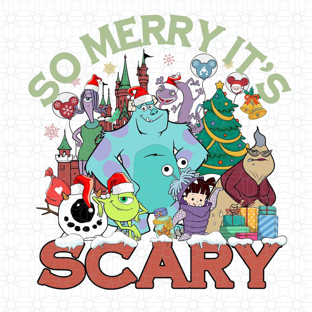 So Merry It's Scary Monster Inc Disney Christmas Png, Disney Castle ...